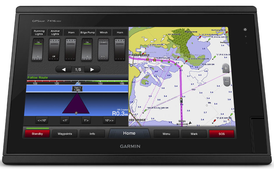 La serie Garmin GpsMap 7400 sale a 16 pollici